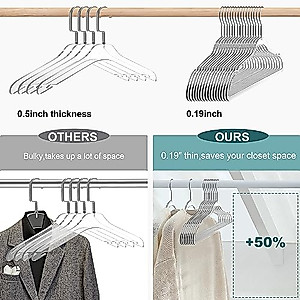 Quality Hangers Clear Plastic Hangers for Clothes | 50 Pack - Heavy Duty Hangers Space Saving Crystal Clear Acrylic Hangers | 360 Degree Swivel Hook and Notches | 17.5 Inch (Clear, 50)