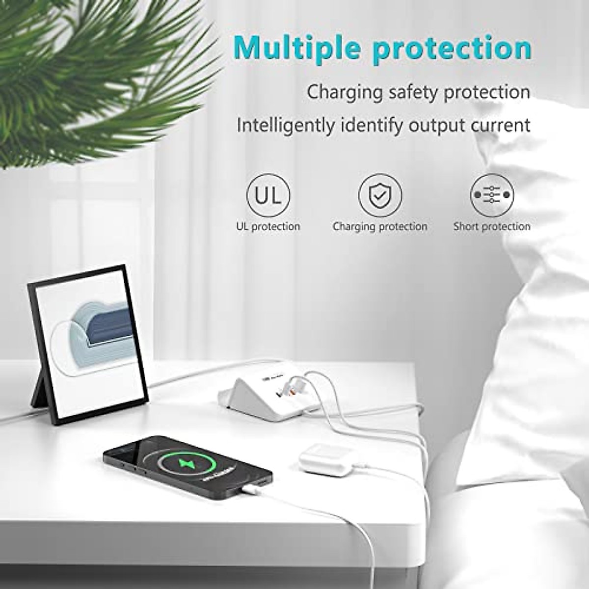 VHBW USB C Charging Station 45W, 4 Port Multiple USB Charging Station with 2 USB C & 2 USB A, 20W PD Fast Charger for Multiple Devices for iPhone 13/12/11, Samsung Galaxy, iPad, Pixel 4/3【UL Listed】