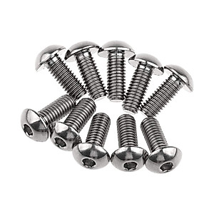 Wanyifa Titanium Ti Water Bottle Cage M5x8 10 12 15mm Bolt Button Head Allen Key Screws Pack of 10 (Silver, M5x12mm)