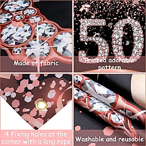 Trgowaul 50th Anniversary Party Decorations, Rose Gold 50th Year Anniversary Banner Backdrop for Parents, 50 Years Party Favors for 50th Wedding Anniversary, Class Reunion, Cheers to 50 Years Party