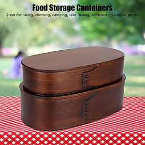 Yosoo 2 Layer Wooden Japanese Bento Box, Food Storage Containers, Easy to Carry, for Hiking, Climbing, Camping, Lake Fishing, Construction Sites, Picnics