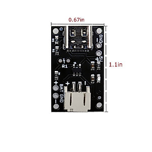 Treedix 2pcs Type C USB LiPo Battery Charger Board with Battery Protection JST Socket with LED Indicator Charging Rate Adjustable Automatic Power-Down