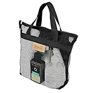 COMNICO Mesh Shower Caddy, Portable Tote Bag Black Quick Dry Hanging Shower Tote Bath Organizer for College Dorm Room Bathroom Gym Travel Swimming