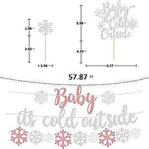 Baby It’s Cold Outside Party Decorations, Banner, Snowflake Balloons, Garland for Winter Wonderland Baby Shower, Christmas, Winter Birthday Party Supplies, Silver (Pink)