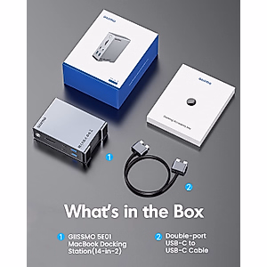 MacBook Pro Docking Station, 14-in-2 Dual USB C Docking Station Dual Monitor for MacBook Pro (Not M1) with Dual 4K HDMI 60Hz, 10Gbps, RJ45, Audio, SD/TF Slots, 87W PD