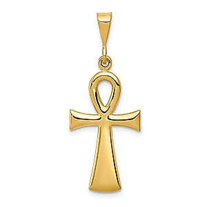 14k Yellow Gold Egyptian Ankh Cross Symbol Of Life Ancient Necklace Charm Pendant Religious Fine Jewelry For Women Gifts For Her