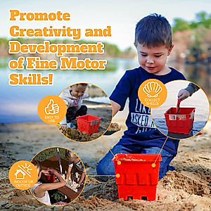 Back Bay Play Sand Castle Molds Sand Castle Building Kit - Beach Toys Kit - Snow & Sand Toys Sets for Kids Outdoor Sandbox Toys for Toddlers 1.5 Year and Up Made in USA (6 Piece with Shovels)