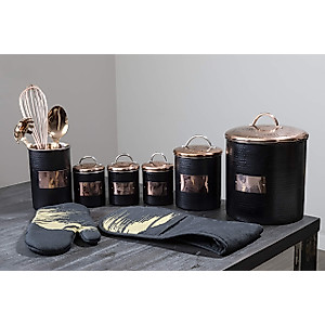 Premier Hammered Steel Storage Jar Coffee Canister, 10x10x12cm, Black