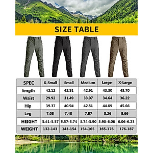 HAN·WILD Men's Tactical Pants Hiking Cargo Pant Lightweight Tear-Resistant Outdoor Combat Military Trousers Gray