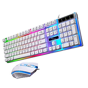Game Keyboard keboard for Gaming USB Computer Keyboard Office Keyboard Gaming Keyboard Mechanical Keyboard Lighted Keyboard LED Keyboard USB Keyboard White Mouse and Keyboard Wired