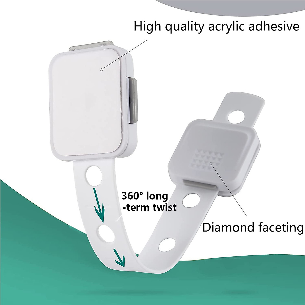 Wihano Child Safety Locks for Cabinets and Drawers (4 Pack) | Adjustable Baby Drawer Lock with Acrylic Adhesive, Baby Safety Lock for Cabinets, Drawers, Refrigerator | No Drilling