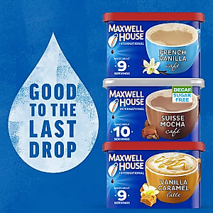 Maxwell House International French Vanilla Café-Style dark roast Instant Coffee Beverage Mix (4 ct Pack, 8.4 oz Canisters)
