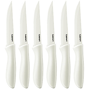 Cuisinart C55-6PCSW Advantage Ceramic Coated Serrated Steak Knife 12 Pieces Set White
