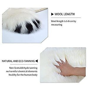 Gracefur Australia Sheepskin Rug Super Soft Cuddly Bear Design Area Rug for Children's Room and Living Room Decorative Carpet Single Pelt (White Bear Rug)