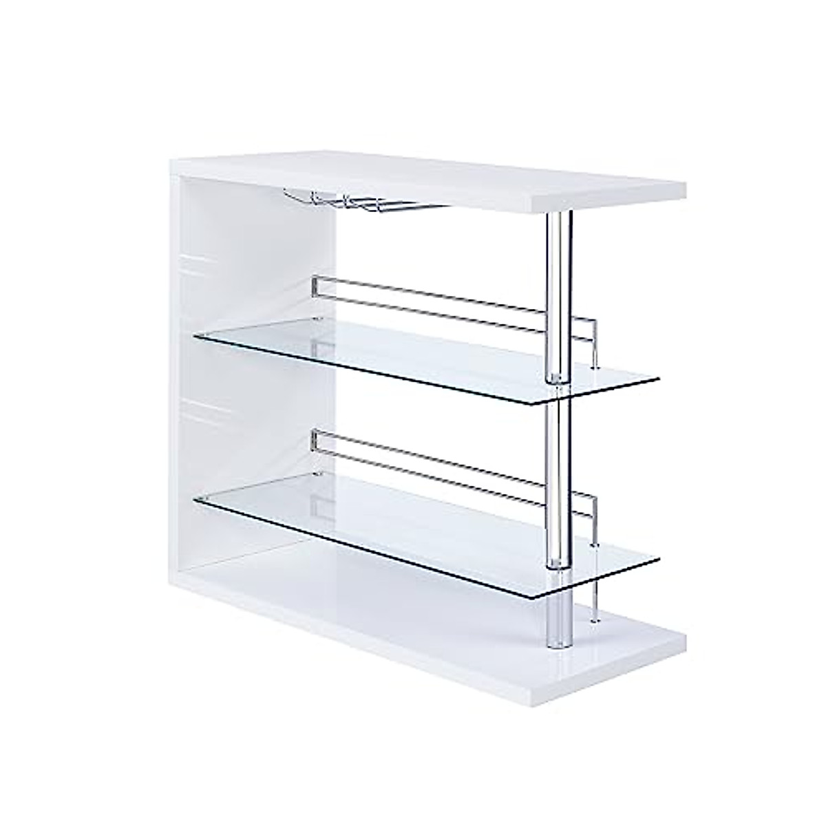 Coaster Home Furnishings Prescott Rectangular 2-Shelf Bar Unit Glossy White