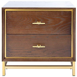 SAFAVIEH NST6401B, 23" W x 16" L x 21.5" H, Walnut/Brass