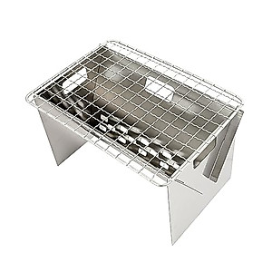 MARMERDO Folding Grill Outdoor Griddle Grill Small Charcoal Grill Mini Bbq Grill Portable Camping Stove Camping Grills Racks Portable Charcoal Grill Barbecue Grill Bbq Tool Silver