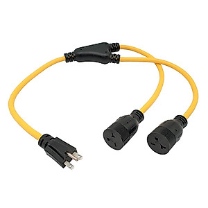 Parkworld 60493 NEMA 6-15 Splitter, 6-15P to (2) 6-15R (T-Blade Female Also for 6-20R Adapter) 250V, 20A, 5000W, 3 Feet