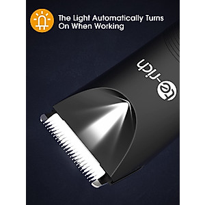 Te-Rich Body Groin Hair Trimmer for Men, Replaceable Ceramic Blade Heads, Waterproof Wet & Dry Clippers, LED Light and Standing Dock, Ultimate Male Hygiene Razor and Electric Body Shavers for Balls