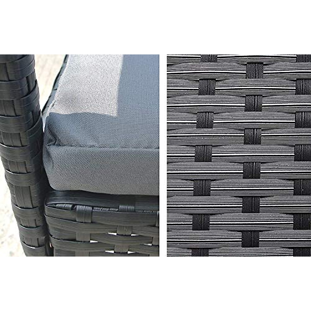 StellaHome Rattan Patio Outdoor Furniture Sets 4 Pieces Wicker Chairs Loveseats with Extra Cushion Covers for Replacement (Black Wicker/Grey&Beige Cushions)