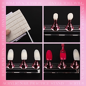Difenni Nail Stands Acrylic Nail Art,Press on Nail Stand Magnetic Nail Tips Practice Holder 54 Pcs Reusable Adhesive Putty for DIY Painting(Pink
