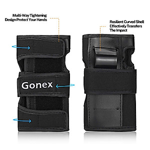 Gonex Knee Pads Elbow Pads with Wrist Guards, Kids Youth Adult Skateboard Skate Pads 3 in 1 Protective Gear Set for Skateboarding Skating Roller Skating Scooter Cycling Biking Bicycle, Black S