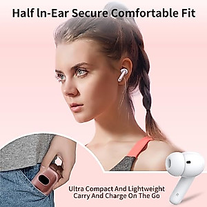 HISOOS Wireless Earbuds Bluetooth Headphones LED Power Display Earphones ANC Ear Buds with Charging Case Bluetooth 5.3 Hi-Fi Stereo for iPhone/Android,Valentine's Day Birthday Gifts (Rose Gold)