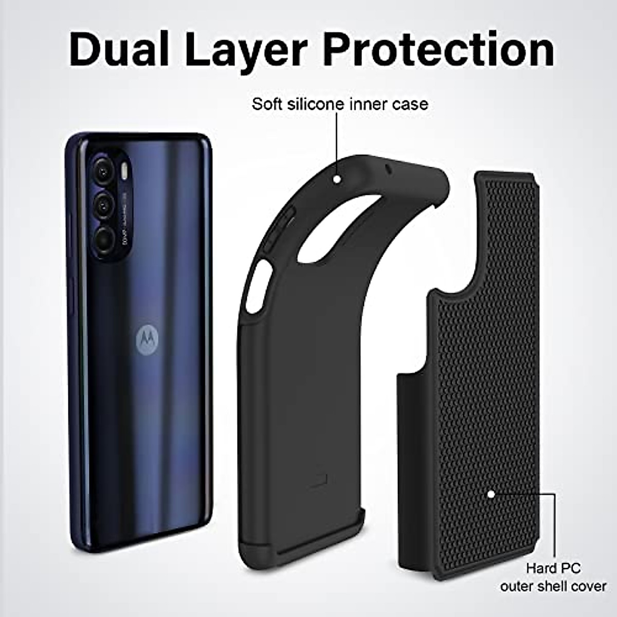 NTZW for Moto G-Stylus 5G 2022 Case: Dual-Layer Heavy Duty Protection Case | Sturdy Anti-Slip Cover & Shock-Proof Silicone TPU Bumper | Drop Protective Military Grade Armor PhoneCase - Black