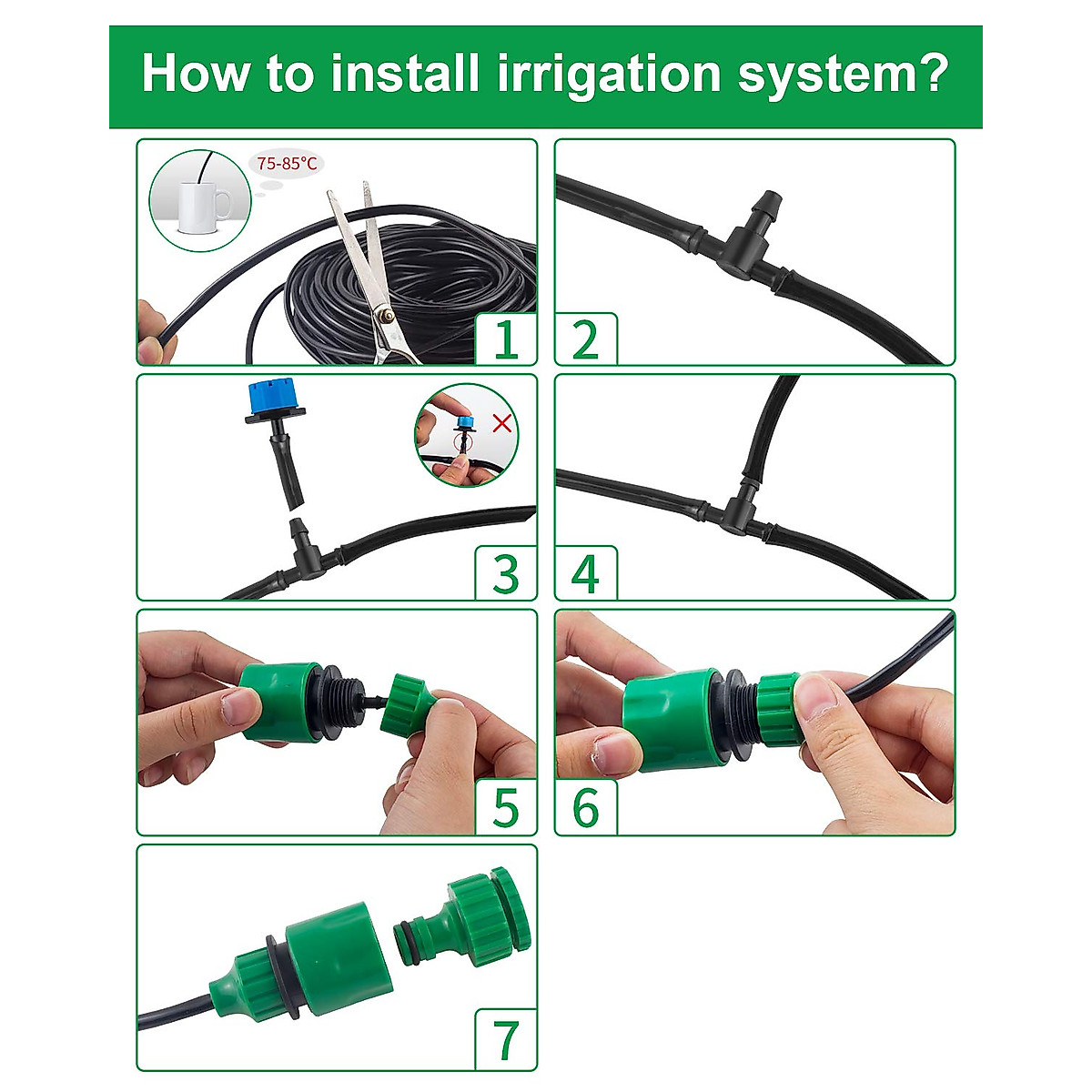 82ft/25m Drip Irrigation Kits, Garden Irrigation Accessories, Automatic Plant Watering System with 1/4” Blank Distribution Tubing Hose, Set for Garden Greenhouse Patio Lawn Flower Bed(Blue)