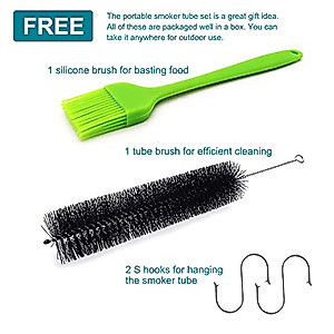 Aushucu 2pcs Smoker Tube 12in Pellet Smoker Tube Stainless Steel Smoke Tube for Hot or Cold Smoking 5 Hours of Billowing smoke Portable BBQ Smoking tube Generator Electric Charcoal Gas Grill Smoker