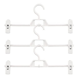 SENTOP 10Pcs Pants Hangers, Durable Plastic Skirt Hangers with Adjustable Clips, Space Saving Clothes Slack Hangers for Pants Skirts Trousers Shirt (13.8 Inches)