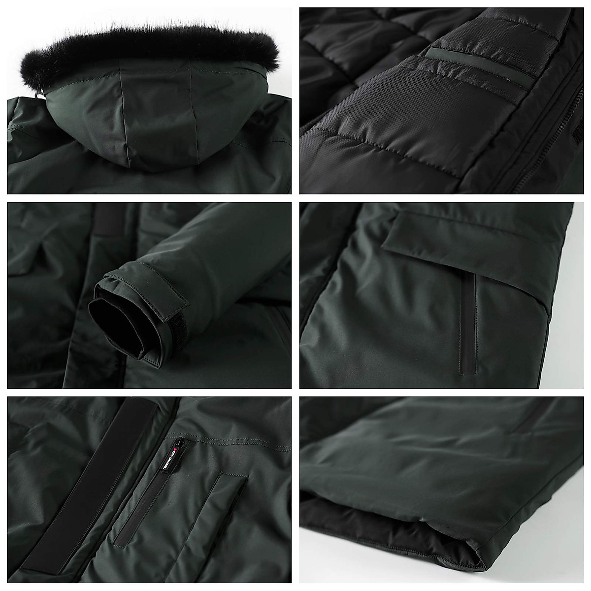 WEEN CHARM Men's Warm Parka Ski Jacket Water Resistant Puffer Jacket Long Winter Coat with Removable Faux Fur Hood