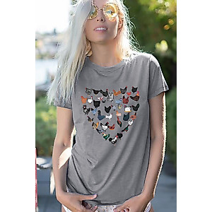 Chicken Shirt Women Funny Chicken Lovers T Shirt Egg Dealer Tee Tops Farm Country Graphic Short Sleeve Tee Grey