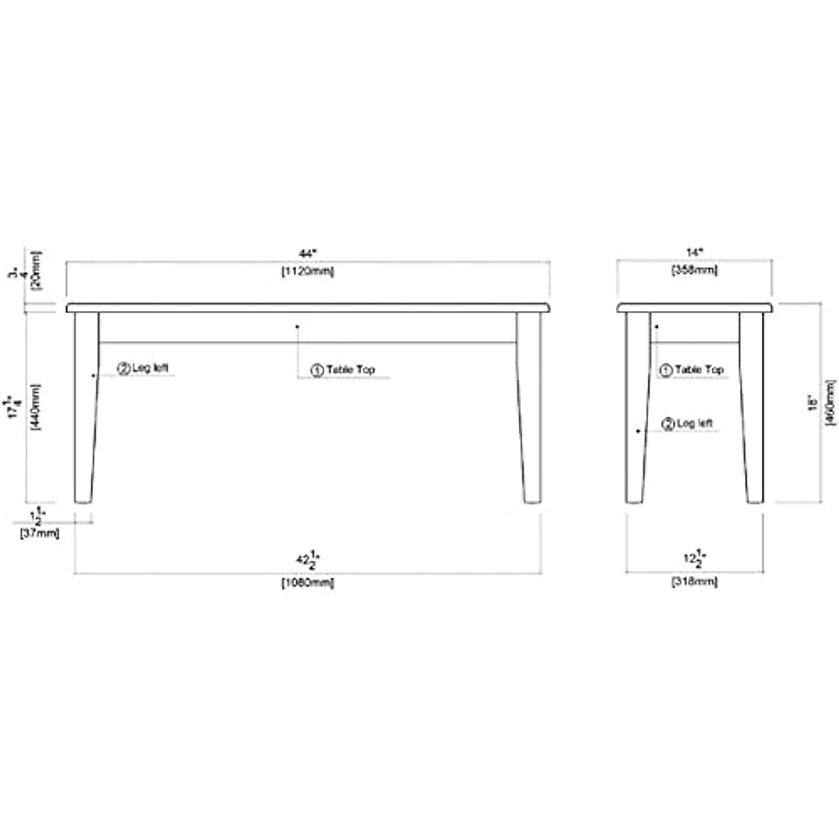 BOWERY HILL Wood Dining Bench in Oak