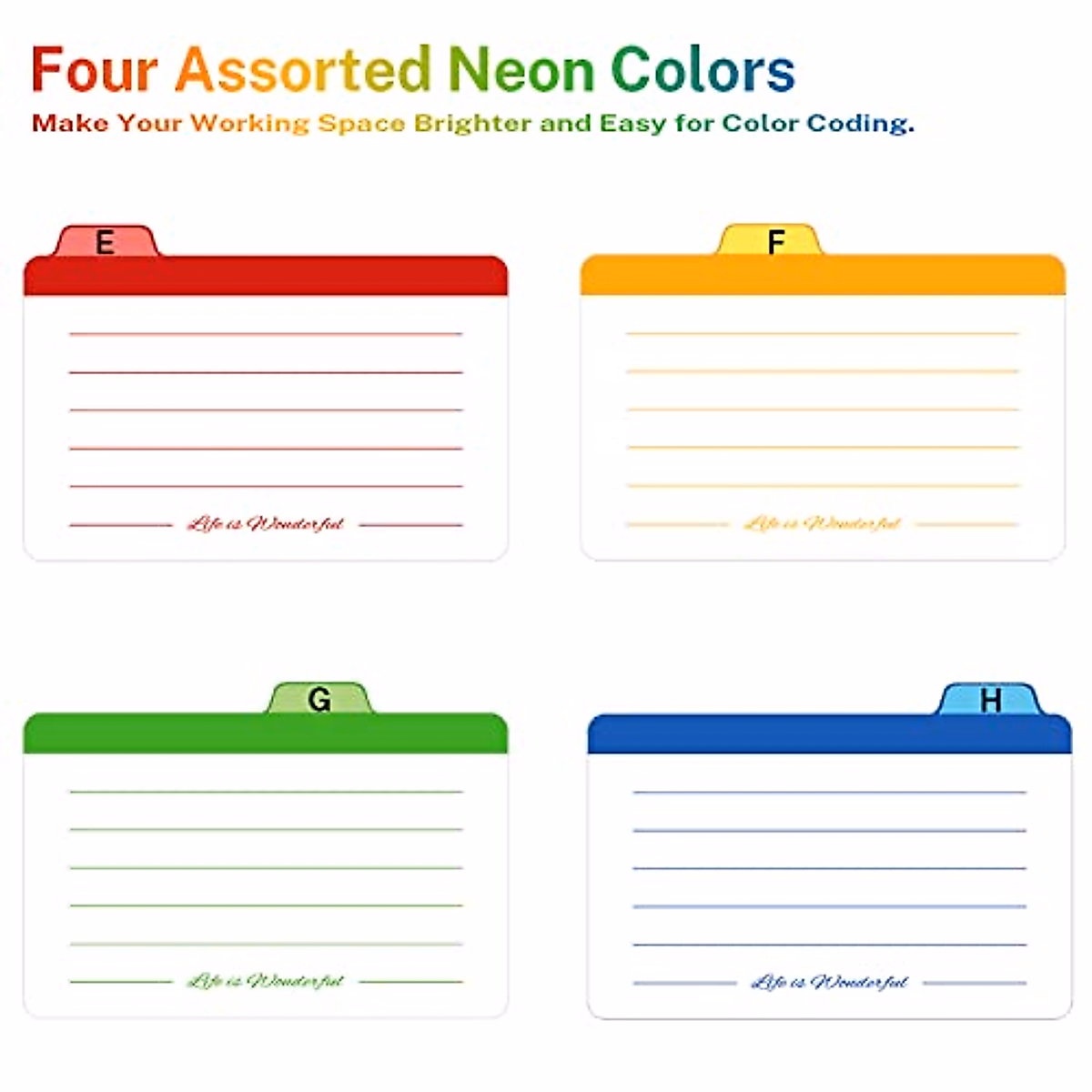 Neando 3 x 5 inches Index Card Dividers, Alphabetical Tabbed Index Cards Guides, Colored Note Cards, File and Recipe Guides with Alphabetical Tabs, Assorted Colors, 24 Counts, A-Z Guide