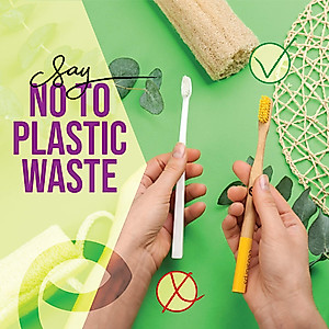 EcoSlurps 12 Bamboo Toothbrushes Multipack - One Years Supply of Bamboo Toothbrush - Bulk Biodegradable toothbrushes (12 Adult Medium, Multi-Colored)