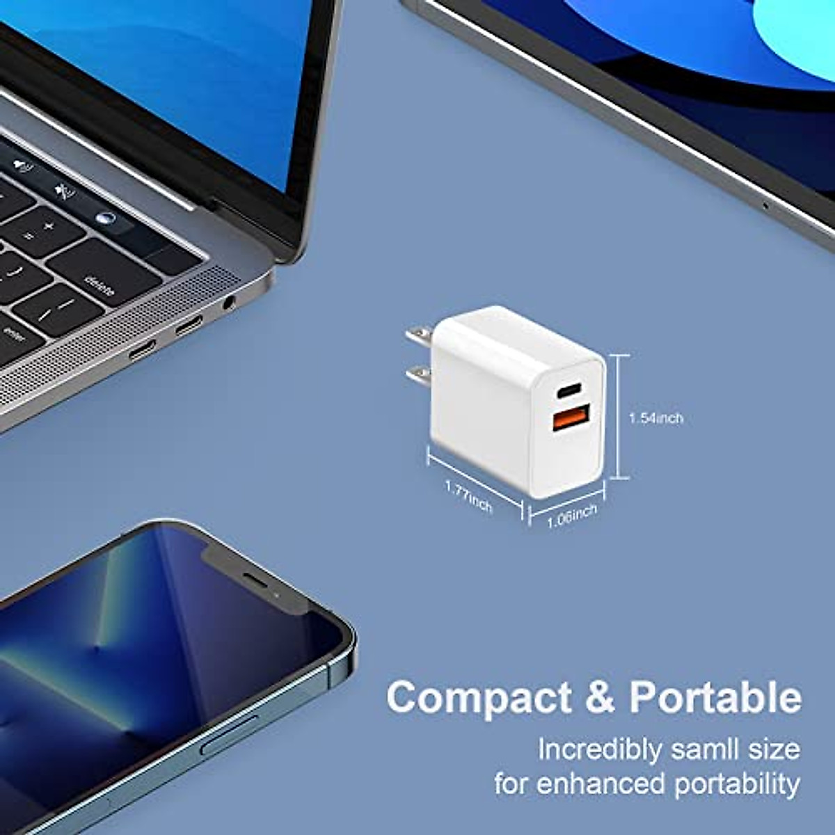 [Apple MFi Certified] iPhone Fast Charger,2Pack 20W Dual Port PD3.0 USB-C + USB-A Power Delivery Wall Charger Block Plug for iPhone 14/13/13Pro Max/12 Mini/12 Pro Max/11/XS/XR/X/8,iPad,AirPods Pro Max