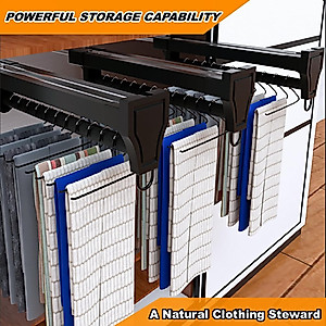 Alise Pull Out Clothes Hanger Rack for Closet,Heavy Duty Closet Rod with Automatic Soft-Close Mechanism for Closets,16 inch Closet Pull Out Metal Rod Organizer Hangers for Coats Pants Hangers,Black