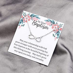 KUIYAI Stainless Steel Baptism Necklace, Religious Gift for Godmother, God, Communion, On Your Baptism (1.18inches Diameter, Unisex, Hypoallergenic)