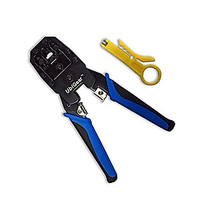 UbiGear® Network/Phone Cable Tester + RJ11/RJ12/RJ22/RJ45 Crimp Crimper +100 RJ45 CAT5 CAT5e Connector Plug Network Tool Kits (Crimper315)
