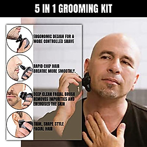 NAWAZJEE Electric Head Hair Pitbull Skull Shaver, Waterproof, Wet and Dry Rotary Razor, Cordless,USB Rechargeable, Men Bald Head Shaver Grooming Kit, Nose Ear Face and Body Trimmer, Multifunctional