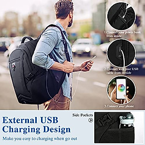 Travel Laptop Backpack 17 Inch Extra Large Backpack for Men Waterproof College School Backpack 17.3 TSA Friendly Travel Backpack with USB Charging Plug Mens Backpack Computer Backpack Black 45L