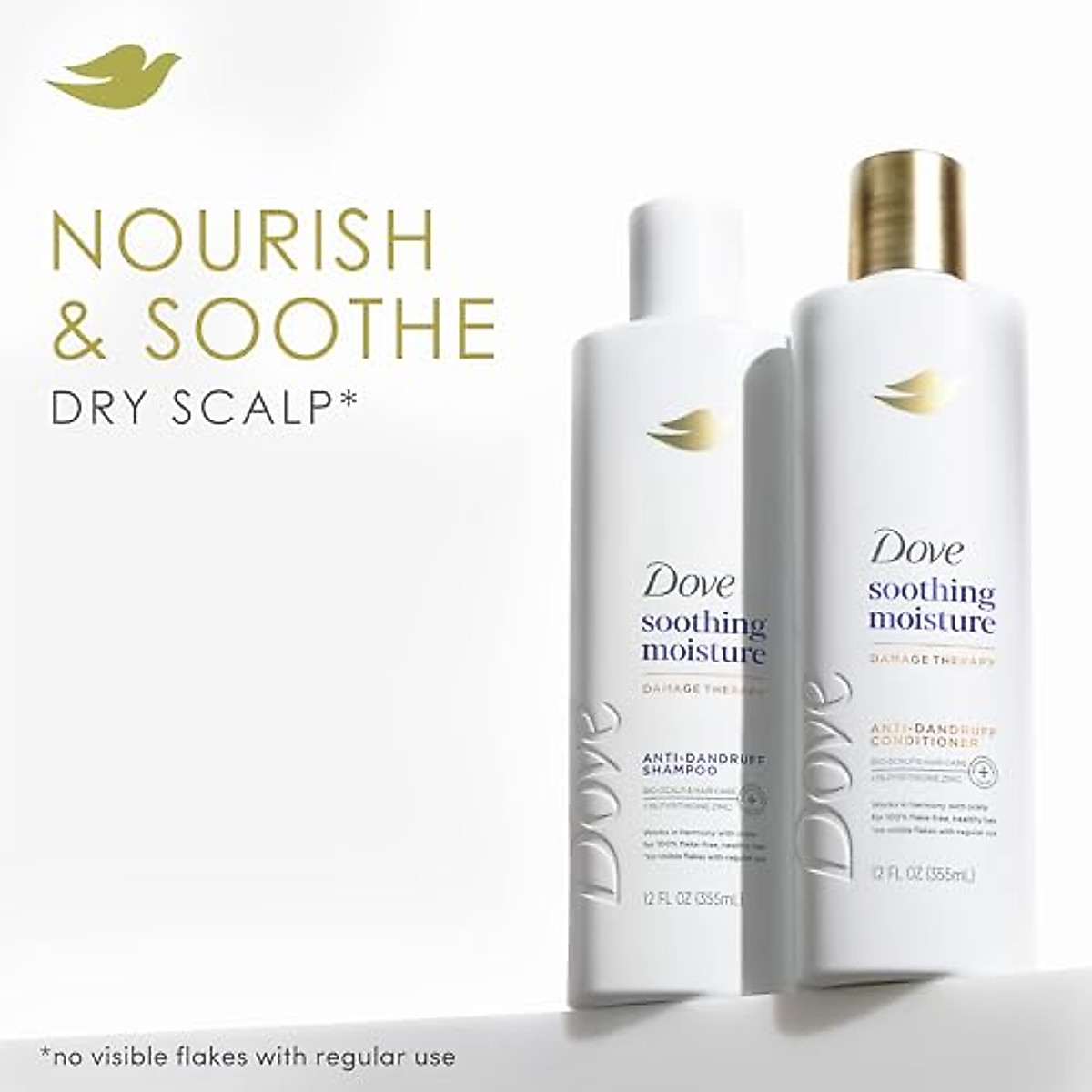 Dove Damage Therapy Derma Shampoo Soothing Moisture Pack of 6 for Flaky Scalp with Pyrithione Zinc and Almond Oil 12 Fl Oz