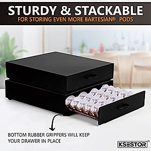 Storage Drawer for Bartesian Cocktail Capsules by Ksestor - Holds up to 40 Bartesian Pods - Compatible with BEV Black Decker Cocktail Maker - Sturdy and Stackable Bartesian Pod Holder - Bartesian - Bartesian Drink Mixer - Black Finish