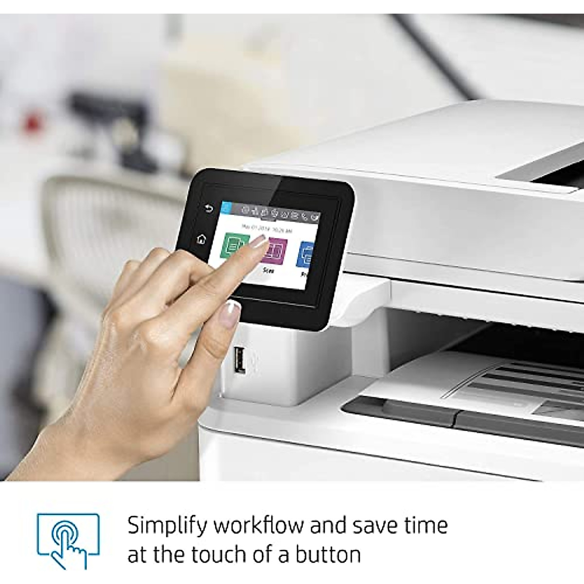 HP Laserjet Pro MFP M428fdw All-in-One Wireless Monochrome Laser Printer, White - Print Scan Copy Fax - 40 ppm, 1200 x 1200 dpi, Auto Duplex Printing, 50-Sheet ADF, Ethernet, Cbmoun Printer_Cable
