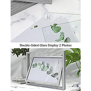 SUMGAR 8x10 𝙋𝙞𝙘𝙩𝙪𝙧𝙚 𝙁𝙧𝙖𝙢𝙚 Gray 𝙍𝙤𝙩𝙖𝙩𝙞𝙣𝙜 Floating Frames Set of 2, Double Sided Picture Frames Wooden Frames for Plants Pressed Flowers Floating Effect Display