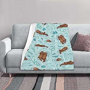 LAKIMCT Otter Swimming Blanket for Couch Bed Throw Blanket, Aesthetic Decorative Blanket for Travel Camping Comfy Blanket, Full Size Blanket, 30x50 inch