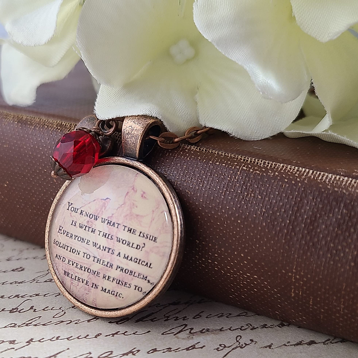 Alice in Wonderland Quote Necklace, Believe In Magic, Quote Gift for Her, Best Friend Gift, Alice Quote, Alice Gift, Alice Magic Quote