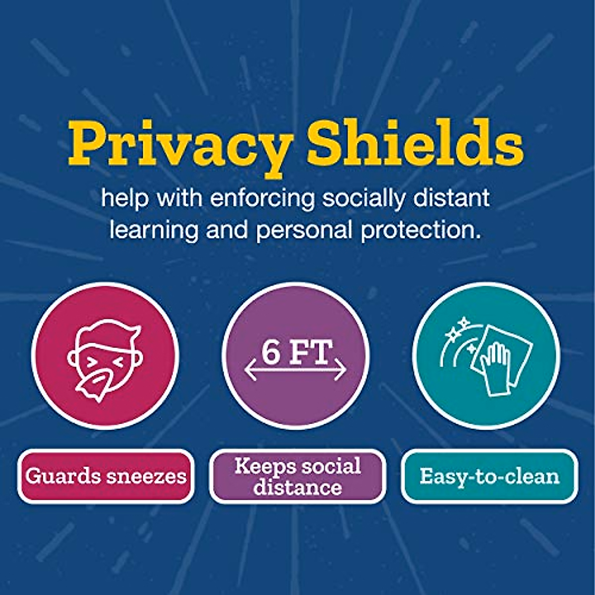 Really Good Stuff Standard Privacy Shields for Student Desks – Set of 12 - Matte - Study Carrel Reduces Distractions - Keep Eyes From Wandering During Tests , Red With School Supplies Pattern