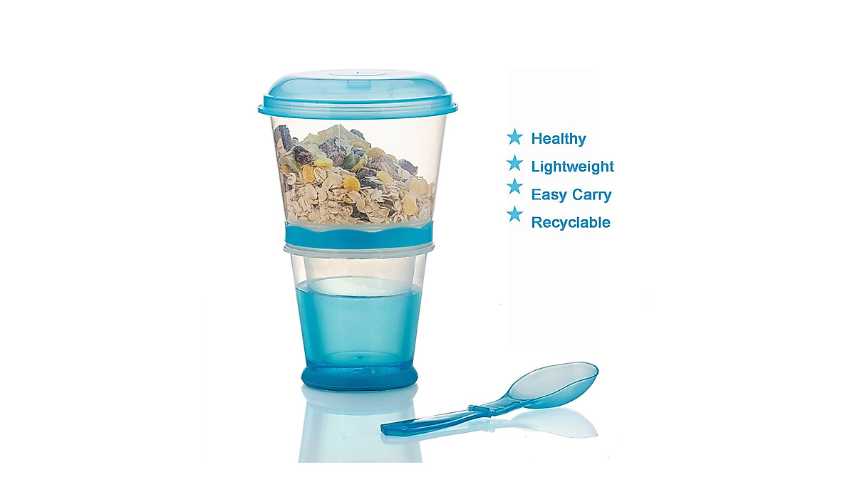 Cereal To Go Container with Gel Cup - Keep Breakfast Fresh Easily